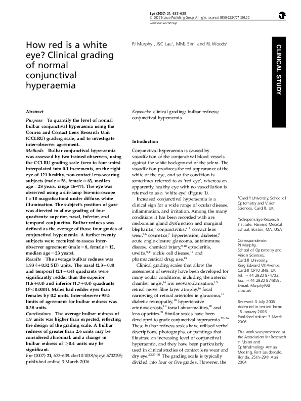 (PDF) How red is a white eye? Clinical grading of normal conjunctival ...