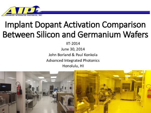 (PDF) Implant dopant activation comparison between silicon and ... (PDF) Implant dopant activation comparison between silicon and ...