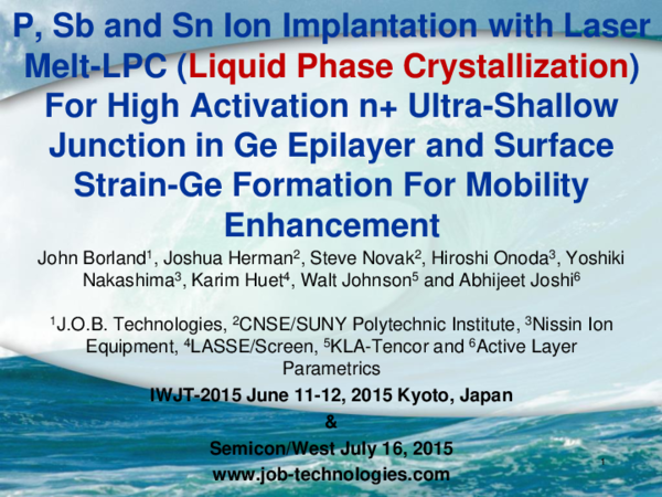 (PDF) P, Sb and Sn ion implantation with laser melt-LPC (liquid phase ...