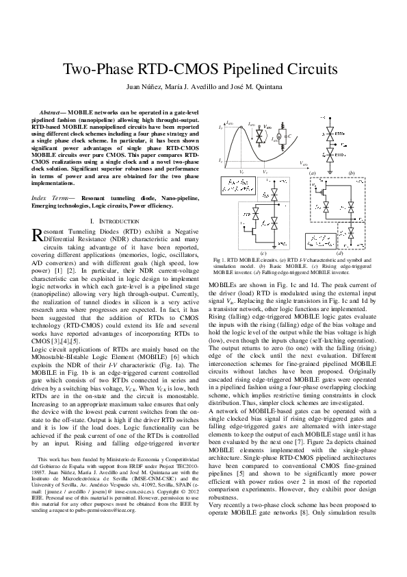 (PDF) Two-Phase RTD-CMOS Pipelined Circuits