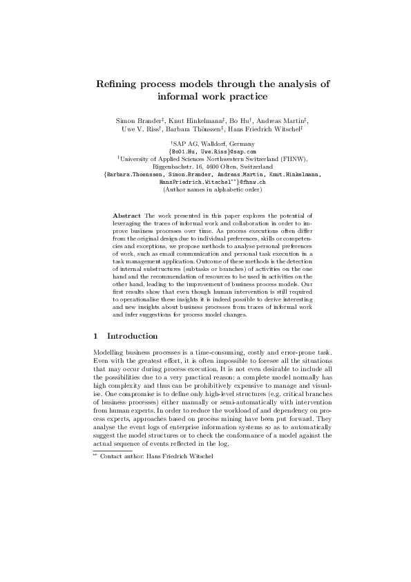 (PDF) Refining Process Models through the Analysis of Informal Work ...