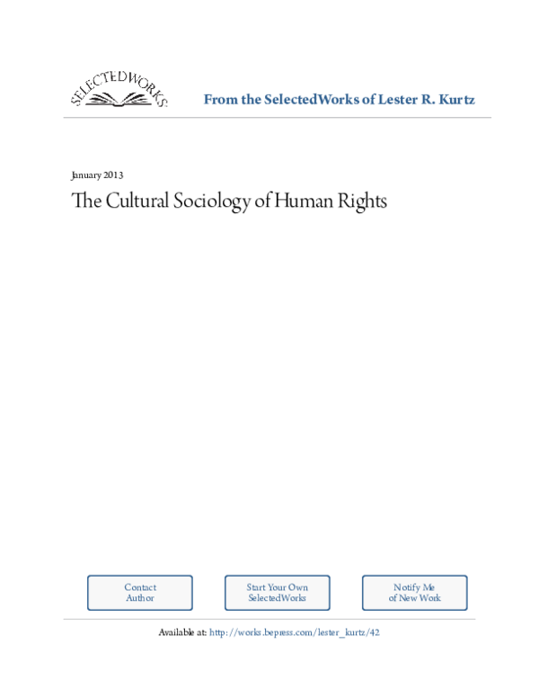 (PDF) The Cultural Sociology of Human Rights