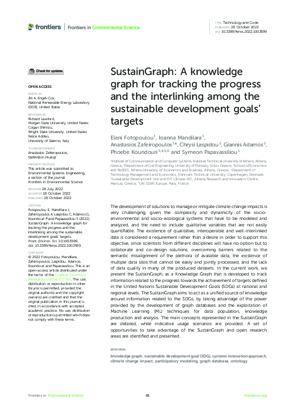(PDF) SustainGraph: A knowledge graph for tracking the progress and the ...