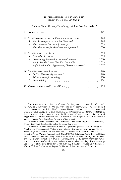 (PDF) The Signature of Gerrymandering in Rucho v. Common Cause | Andrew Chin - Academia.edu