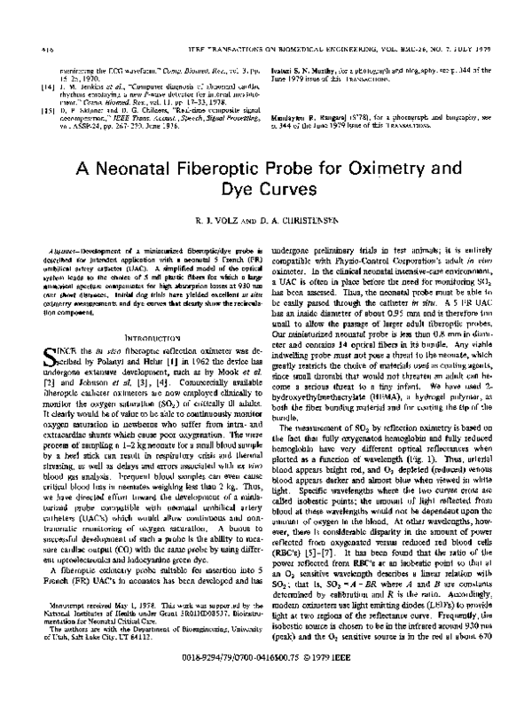 (PDF) A Neonatal Fiberoptic Probe for Oximetry and Dye Curves | Douglas ...