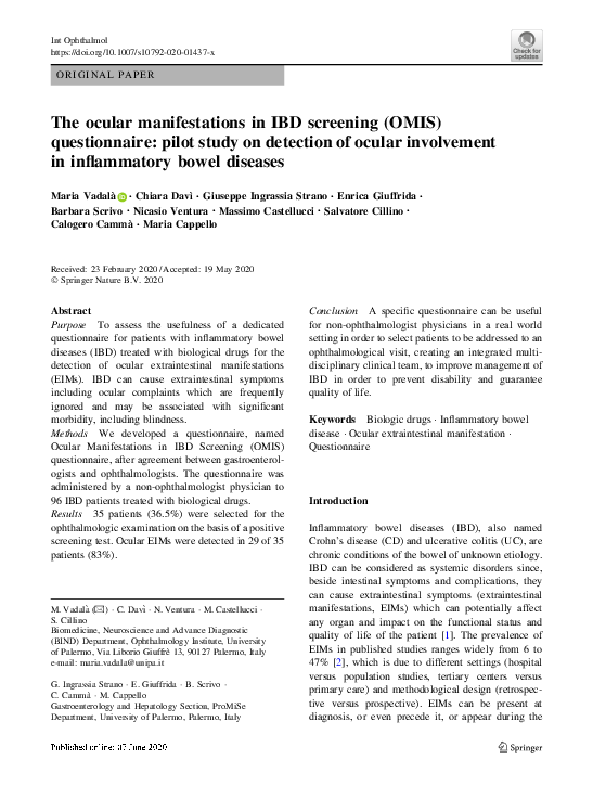 (PDF) The ocular manifestations in IBD screening (OMIS) questionnaire ...