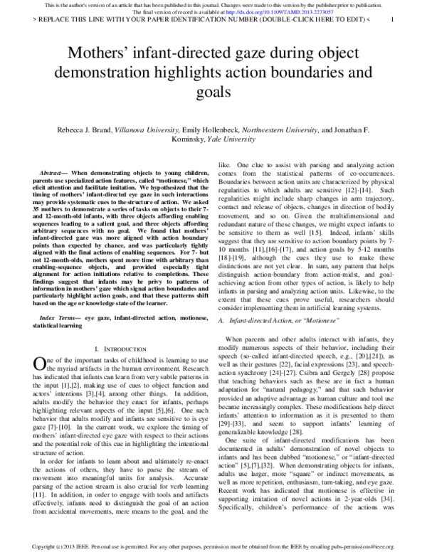(PDF) Mothers’ Infant-Directed Gaze During Object Demonstration Highlights Action Boundaries and ...
