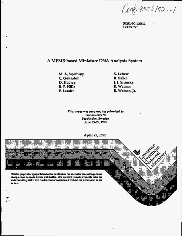(PDF) A Mems-based Miniature DNA Analysis System