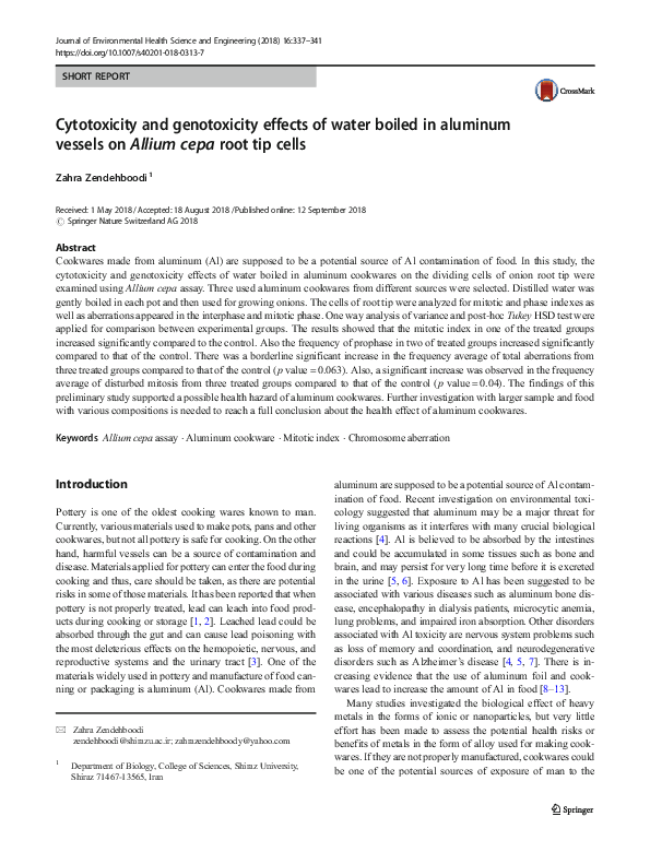 (PDF) Cytotoxicity and genotoxicity effects of water boiled in aluminum ...