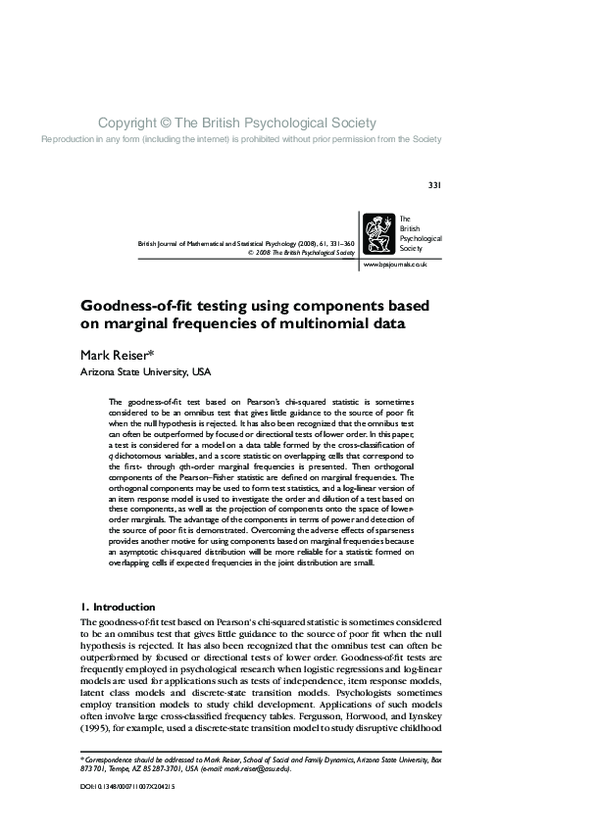 (PDF) Goodness-of-fit testing using components based on marginal ...