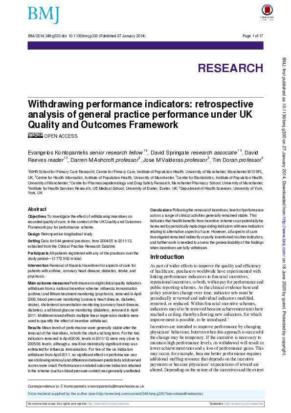 (PDF) Withdrawing performance indicators: retrospective analysis of ...