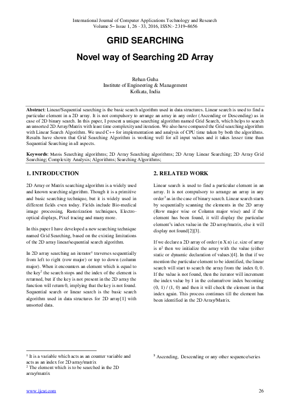 (PDF) GRID SEARCHING Novel way of Searching 2D Array