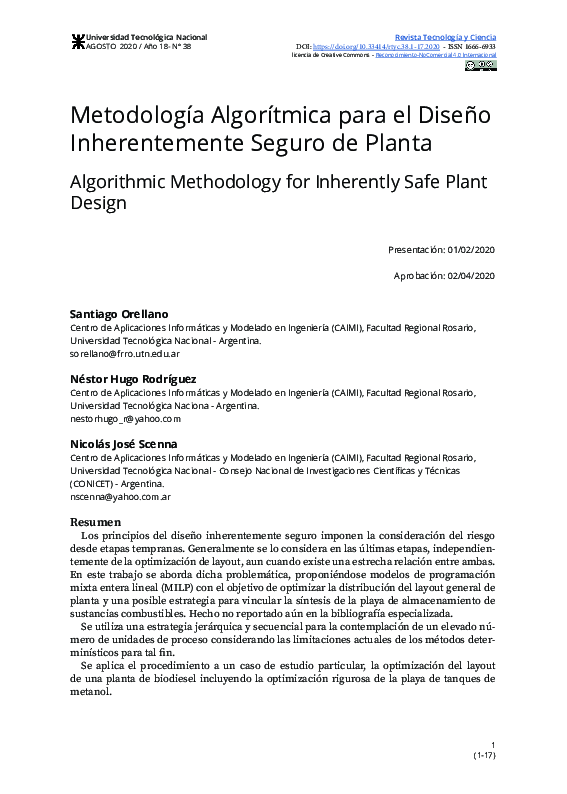 (PDF) Metodología Algorítmica para el Diseño Inherentemente Seguro de ...