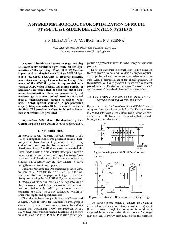 (PDF) A Hybrid Methodology for Optimization of Multi- Stage Flash-Mixer ...