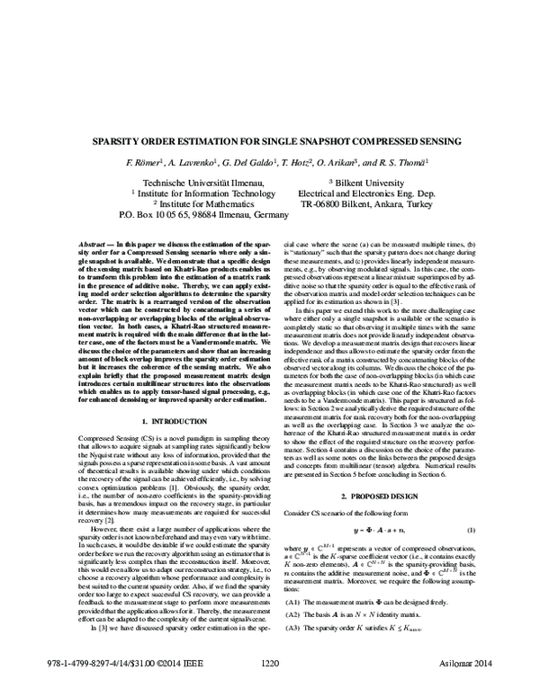 (PDF) Sparsity order estimation for single snapshot compressed sensing ...