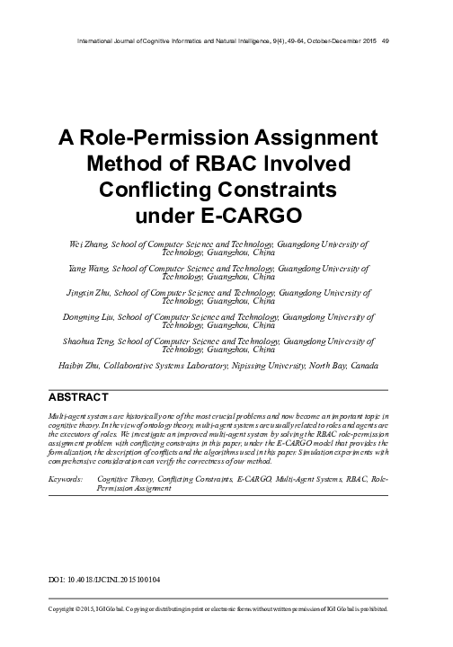 (PDF) A Role-Permission Assignment Method of RBAC Involved Conflicting ...