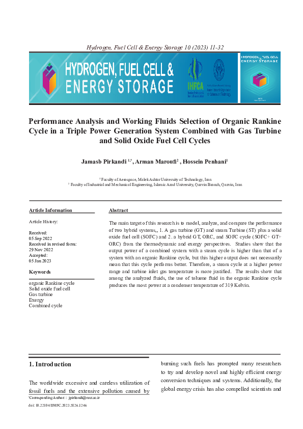 (PDF) Performance Analysis and Working Fluids Selection of Organic Rankine Cycle in a Triple ...