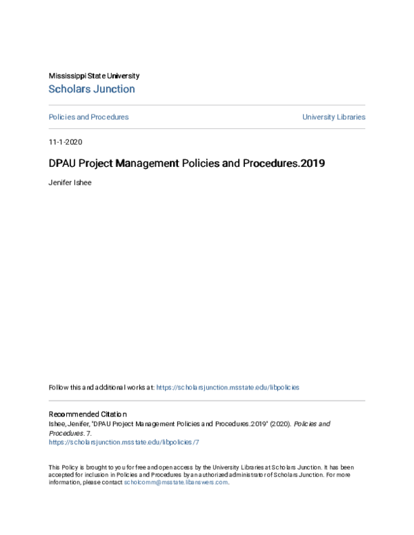 (PDF) DPAU Project Management Policies and Procedures.2019