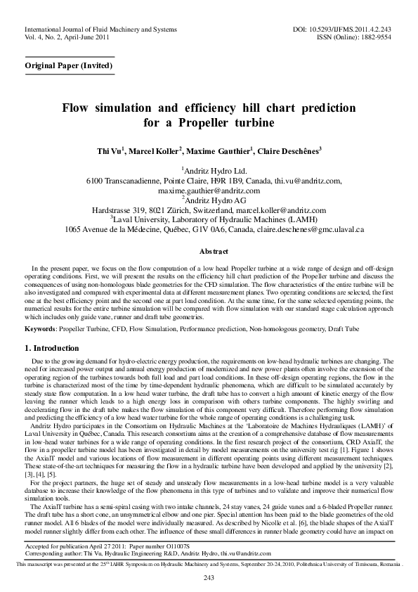 (PDF) Flow simulation and efficiency hill chart prediction for a ...