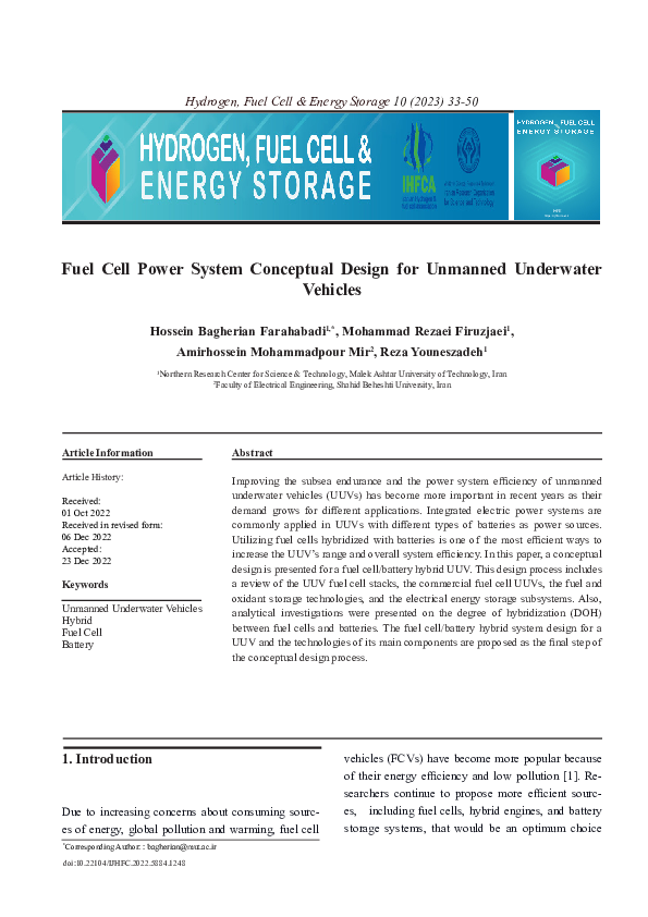 (PDF) Fuel Cell Power System Conceptual Design for Unmanned Underwater ...