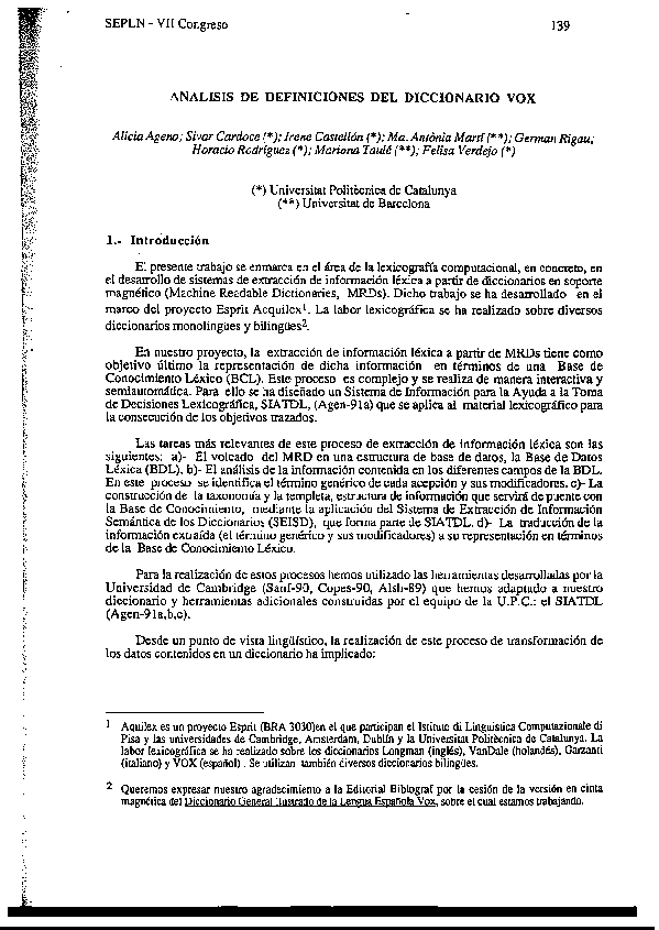 (PDF) Análisis de las definiciones del diccionario Vox