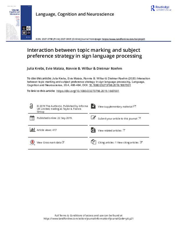 (PDF) Interaction between topic marking and subject preference strategy ...