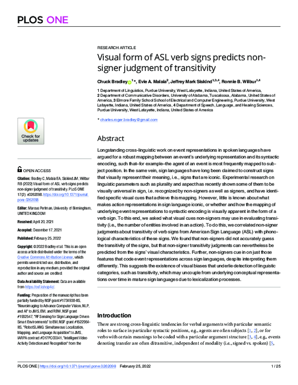 (PDF) Visual form of ASL verb signs predicts non-signer judgment of ...