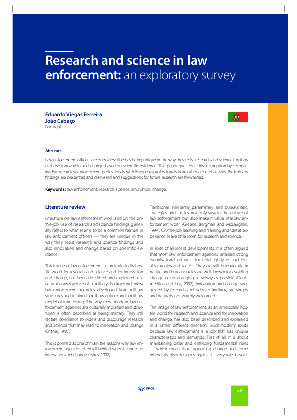 (PDF) Research and science in law enforcement: an exploratory survey