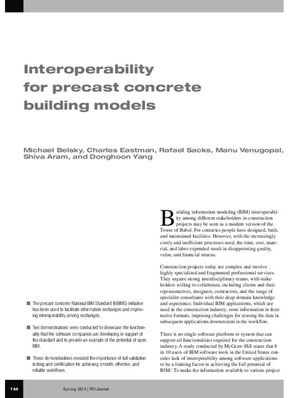 (PDF) Interoperability for precast concrete building models