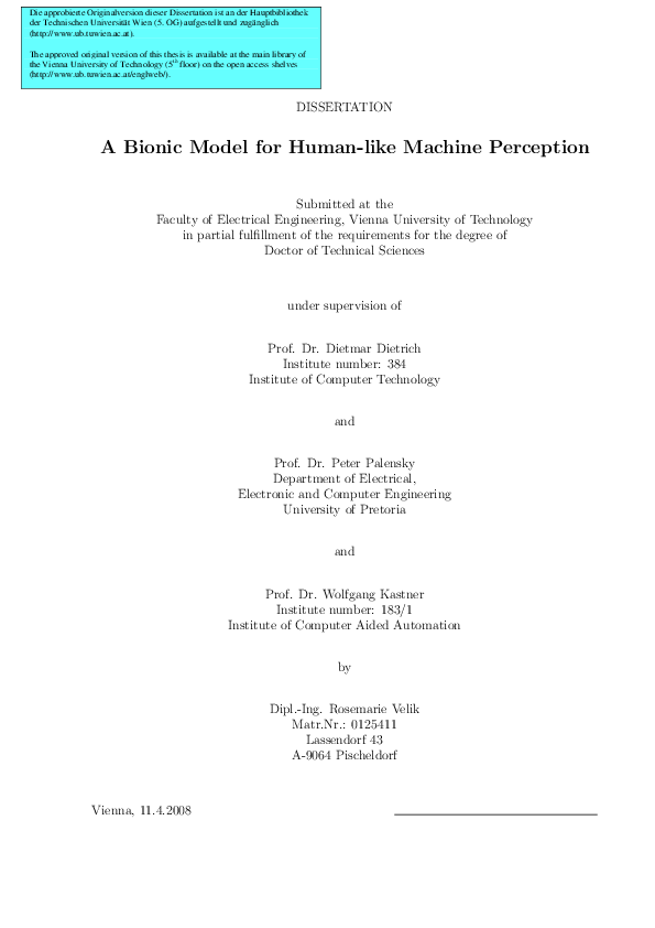 (PDF) A Bionic Model for Human-like Machine Perception | Rosemarie ...