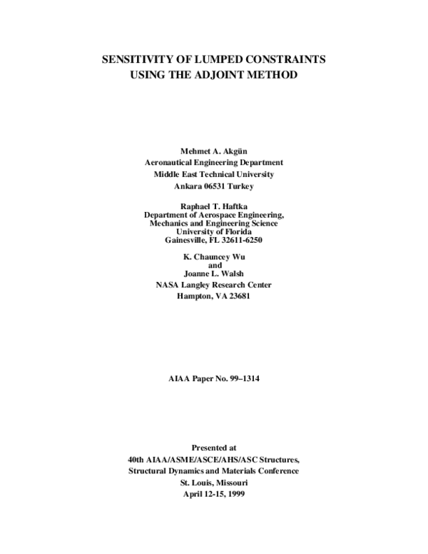 (PDF) Sensitivity of lumped constraints using the adjoint method