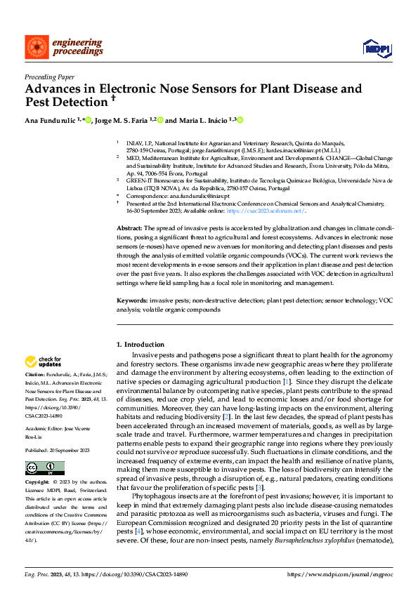 (PDF) Advances in Electronic Nose Sensors for Plant Disease and Pest ...