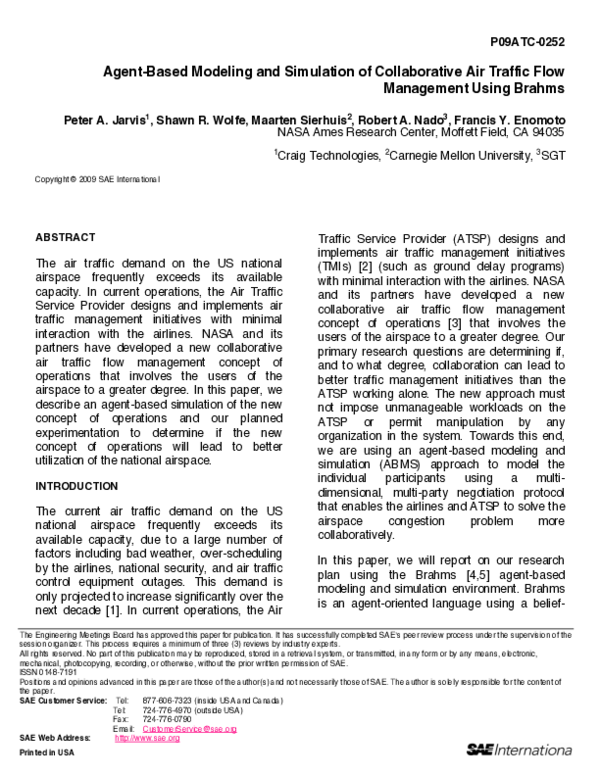 (PDF) Agent-Based Modeling and Simulation of Collaborative Air Traffic ...