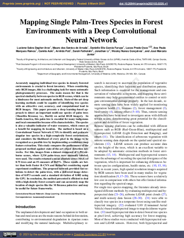 (PDF) Mapping Single Palm-Trees Species in Forest Environments with a Deep Convolutional Neural ...