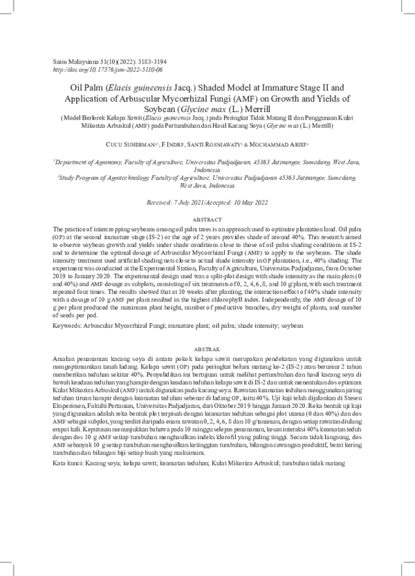 (PDF) Oil Palm (Elaeis guineensis Jacq.) Shaded Model at Immature Stage ...