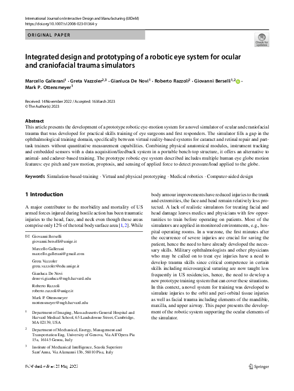 (PDF) Integrated design and prototyping of a robotic eye system for ...