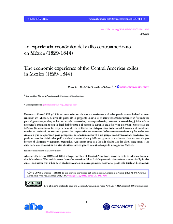 (PDF) La experiencia económica del exilio centroamericano en México ...