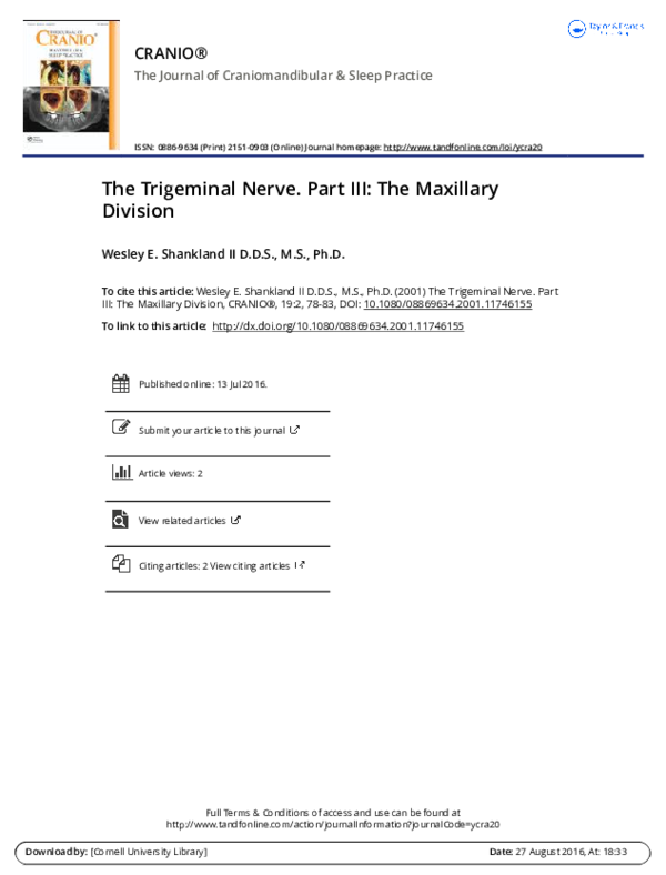 (PDF) The Trigeminal Nerve. Part III: The Maxillary Division