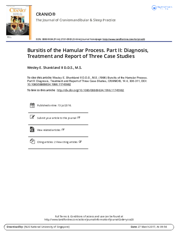 (PDF) Bursitis of the Hamular Process. Part II: Diagnosis, Treatment ...