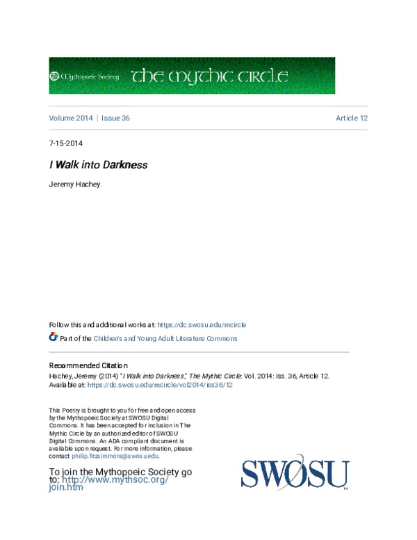 (PDF) I Walk into Darkness