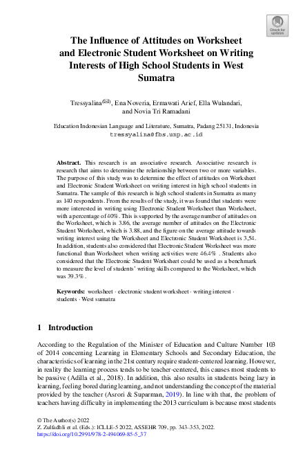(PDF) The Influence of Attitudes on Worksheet and Electronic Student ...
