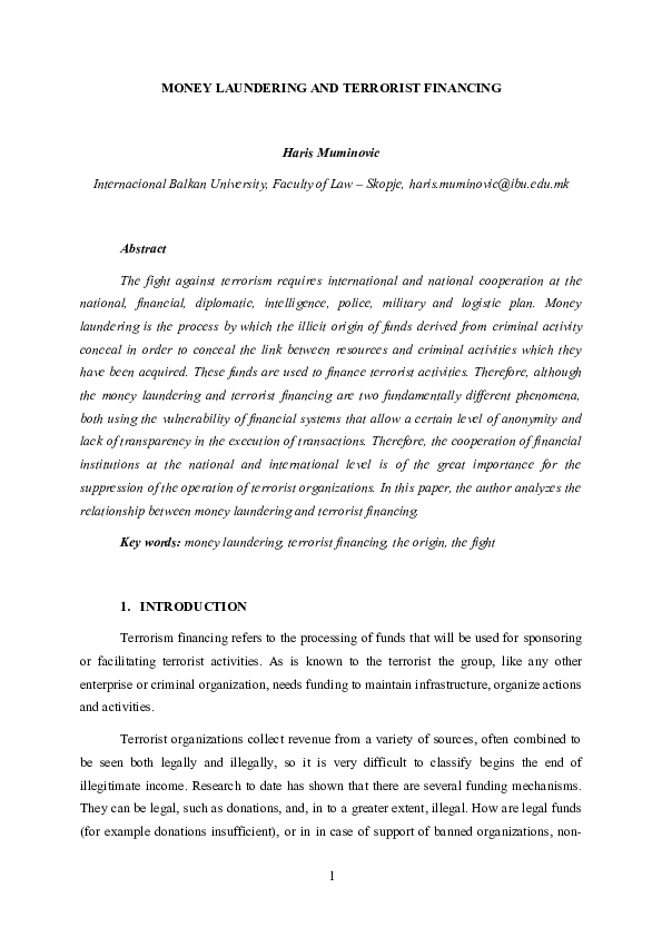 (DOC) MONEY LAUNDERING AND TERRORIST FINANCING