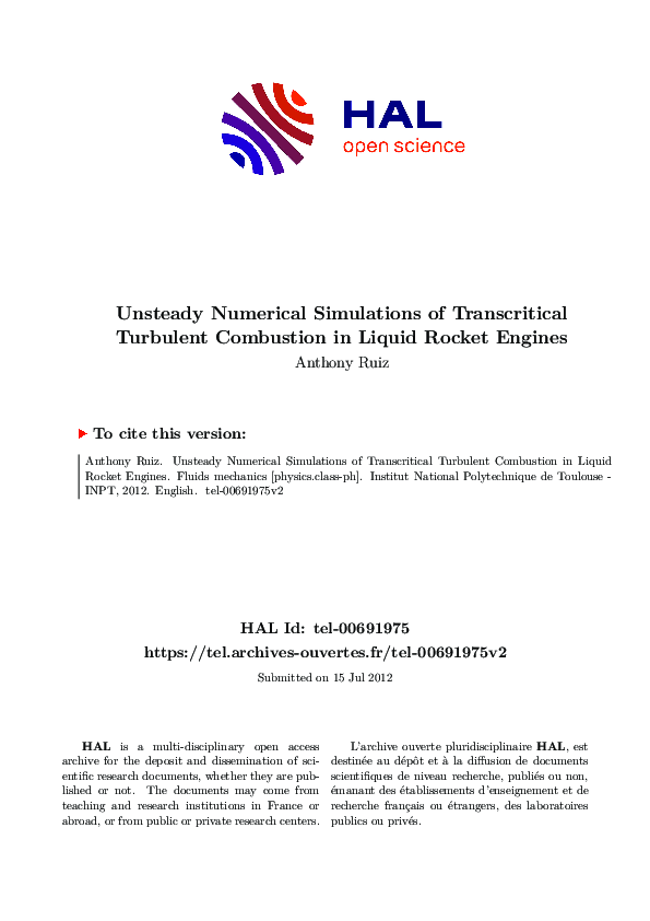 (PDF) Unsteady Numerical Simulations of Transcritical Turbulent ...