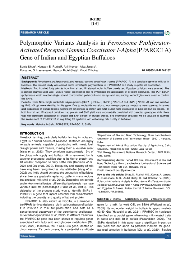 (PDF) Polymorphic Variants Analysis in Peroxisome Proliferator-Activated Receptor Gamma ...