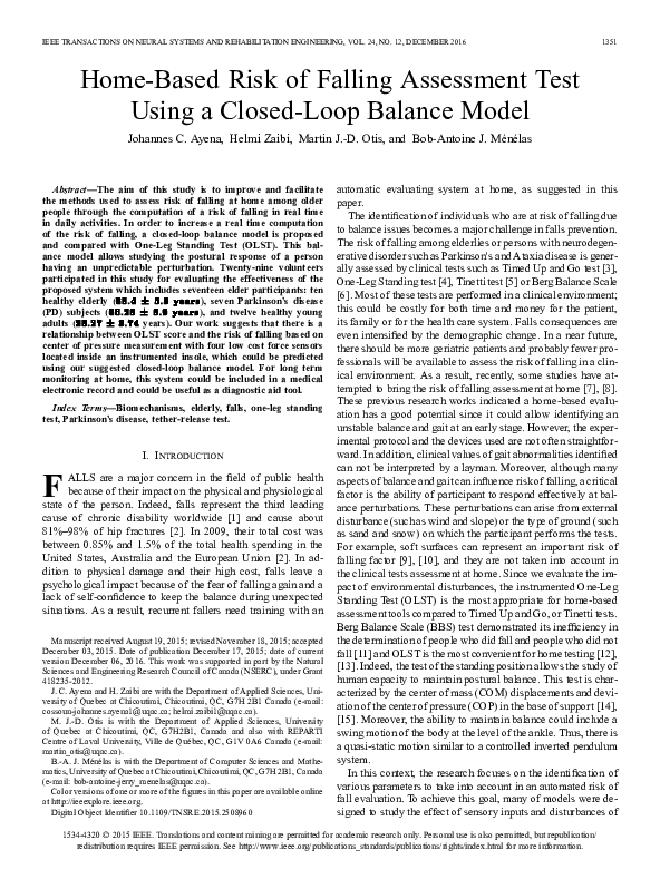 (PDF) Home-Based Risk of Falling Assessment Test Using a Closed-Loop ...