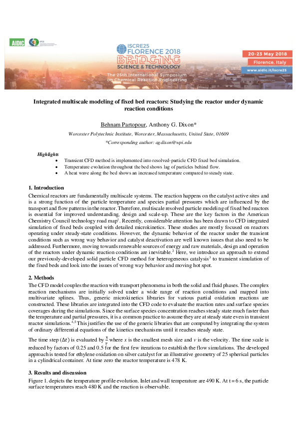 (PDF) Integrated multiscale modeling of fixed bed reactors: Studying ...