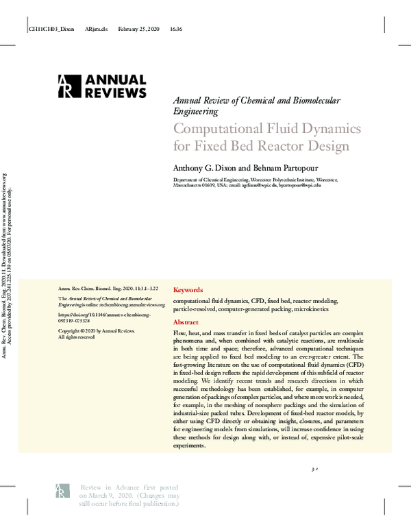 (PDF) Computational Fluid Dynamics for Fixed Bed Reactor Design