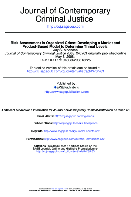 (PDF) Risk Assessment in Organized Crime. Developing a Market and ...