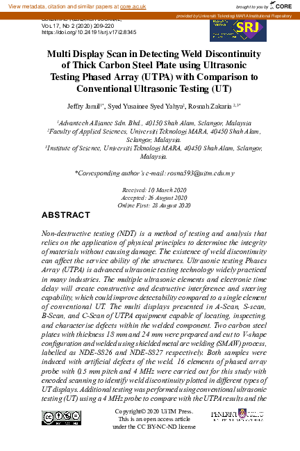 (PDF) Multi Display Scan in Detecting Weld Discontinuity of Thick ...