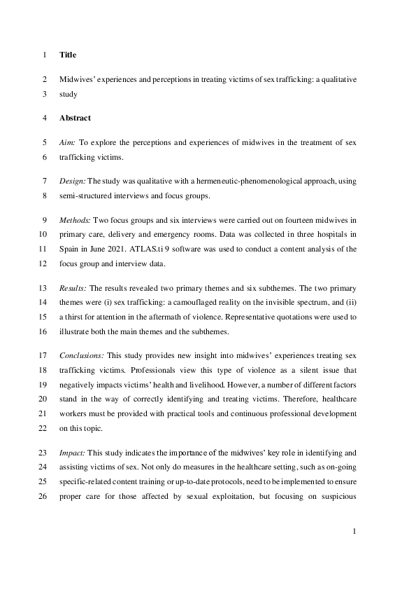 Pdf Midwives Experiences And Perceptions In Treating Victims Of Sex 0976